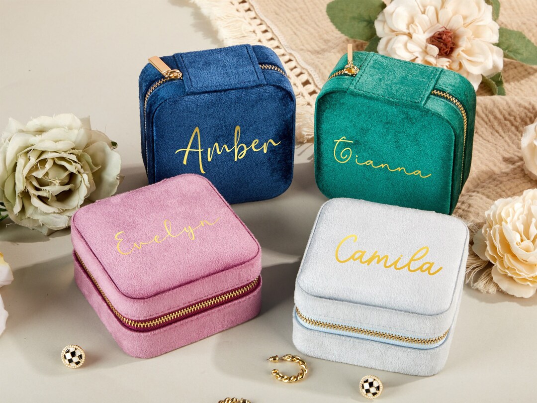 Personalized Bridesmaid Jewelry Boxes Travel Jewelry Case Etsy