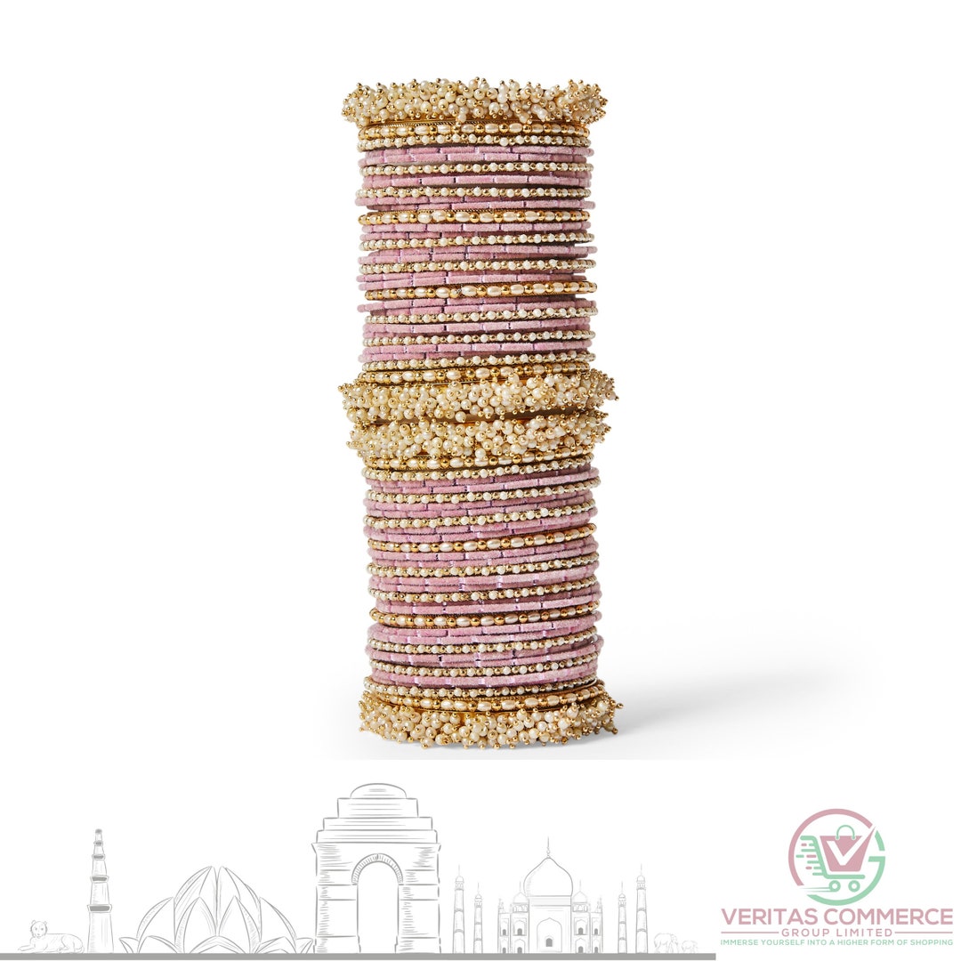 Kundan Choora Bangle Set in Pink, Silver and Antique Gold Inspired by ...