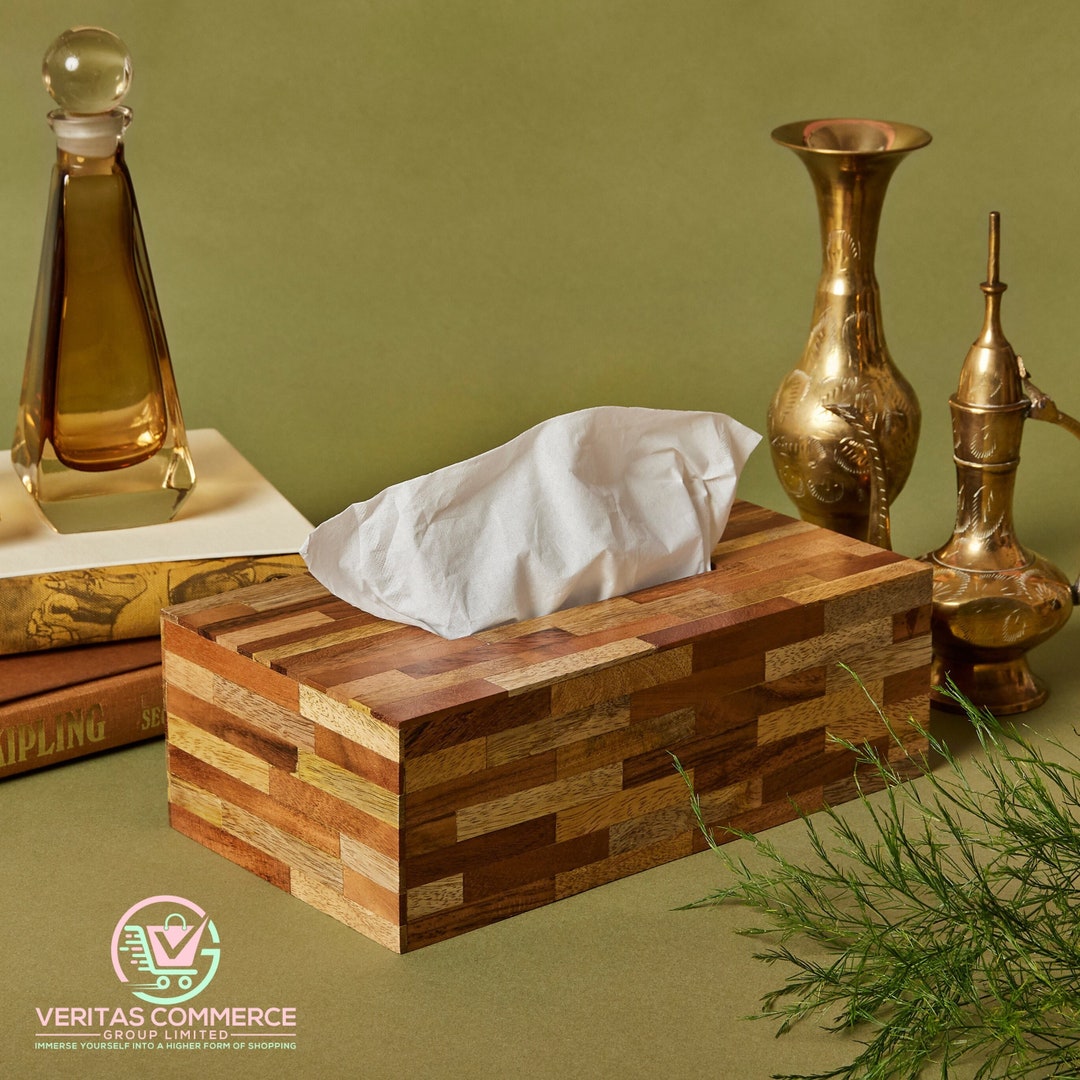 Luxury Wooden Tissue Box Holder With Light and Dark Wood Variations - Etsy