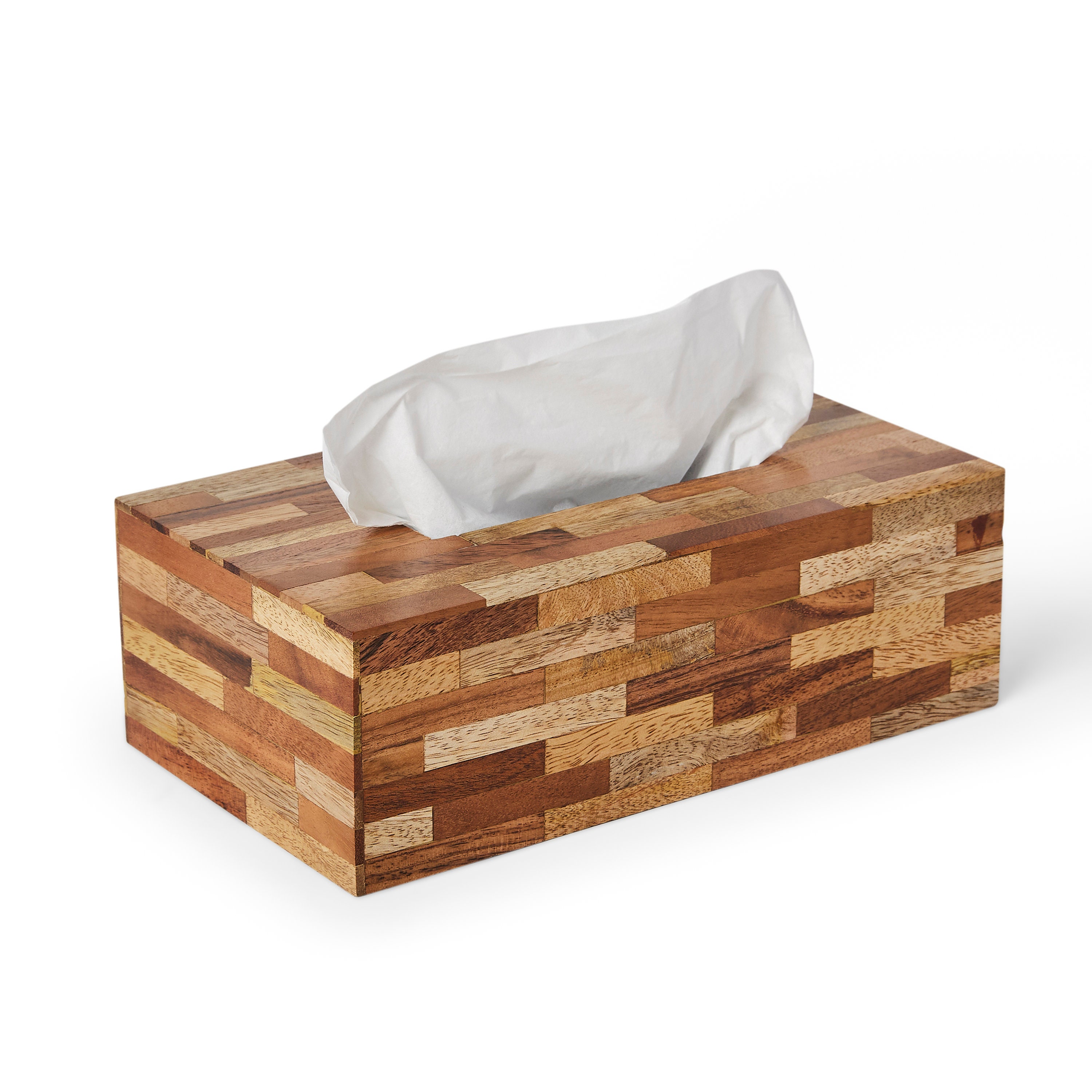 Luxury Wooden Tissue Box Holder With Light and Dark Wood - Etsy
