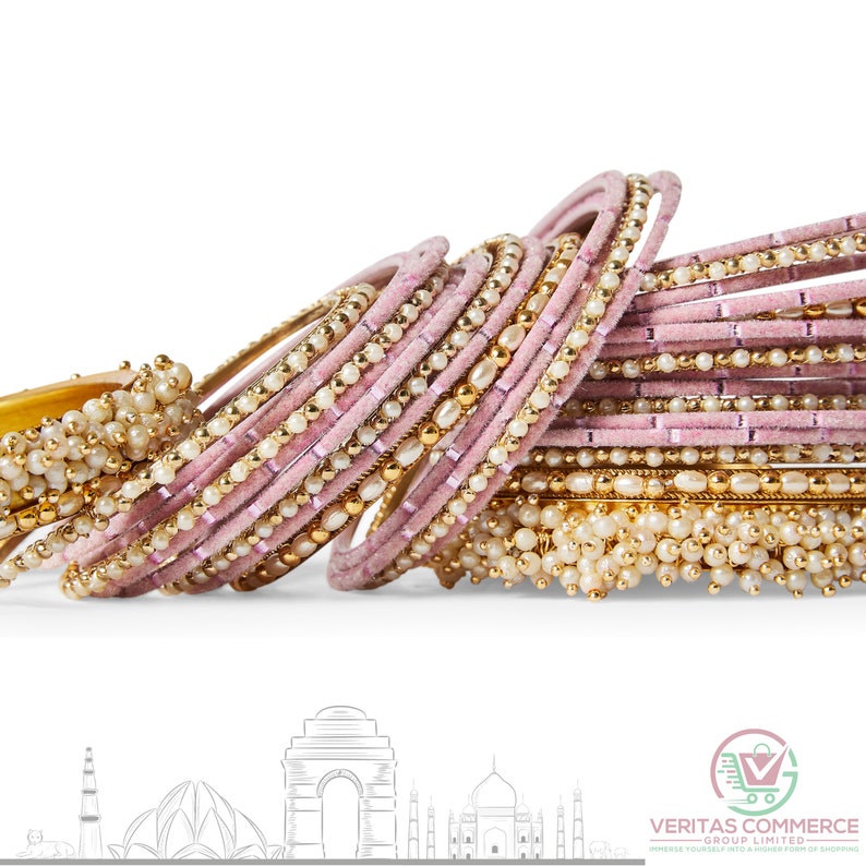 Kundan Choora Bangle Set in Pink, Silver and Antique Gold Inspired by ...