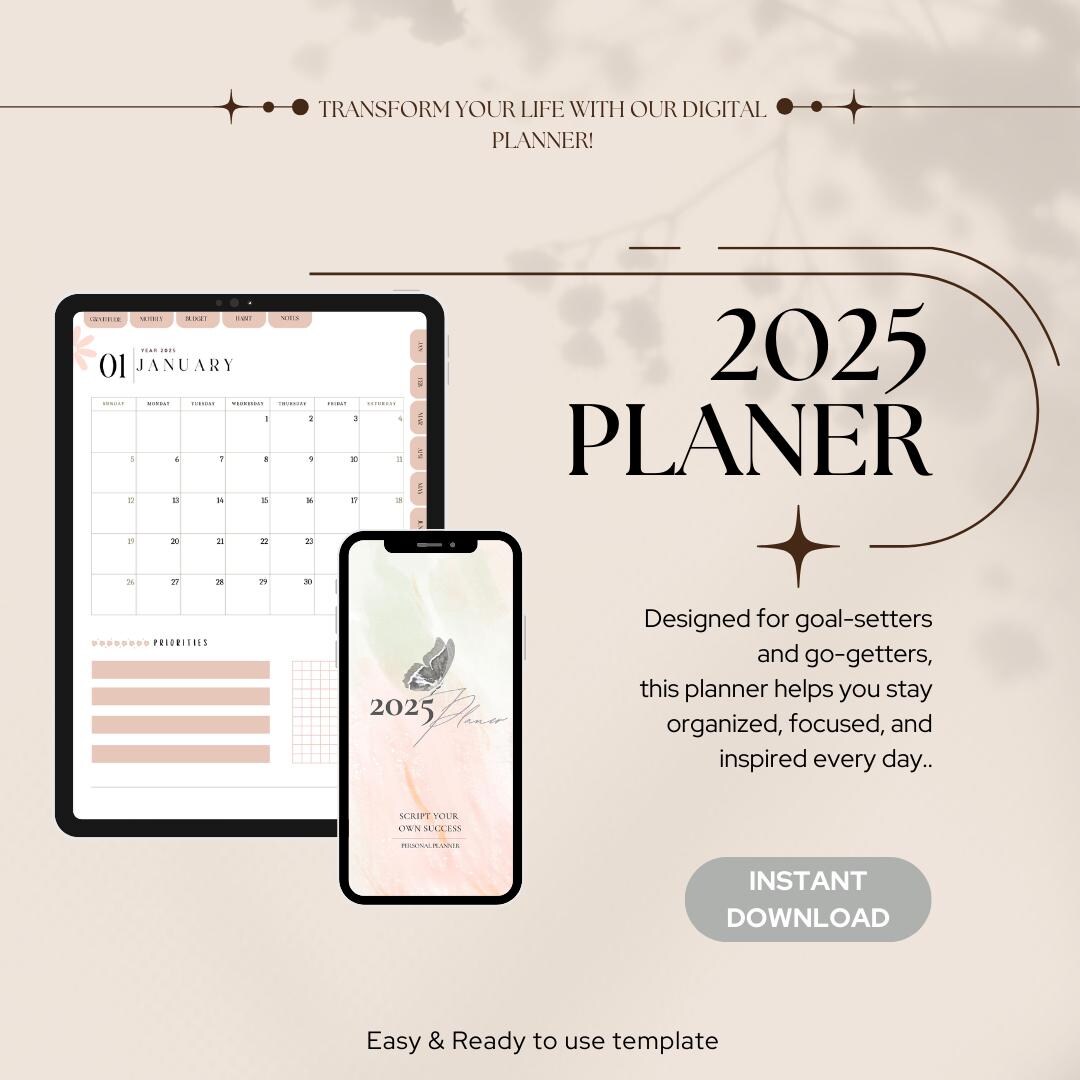 All-year Digital Planner 2025 With Habit Trackers, Daily Organizer ...