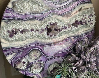 Resin Geode Art Small Purple and Gold Geode Wall Art Geode Wall Decor ...