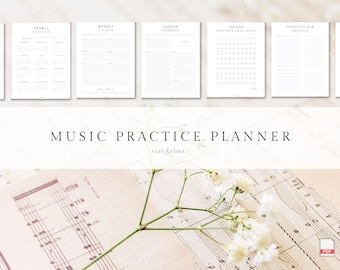 Music Lesson Plan Practice Sheet Student Musician Log Digital Download ...