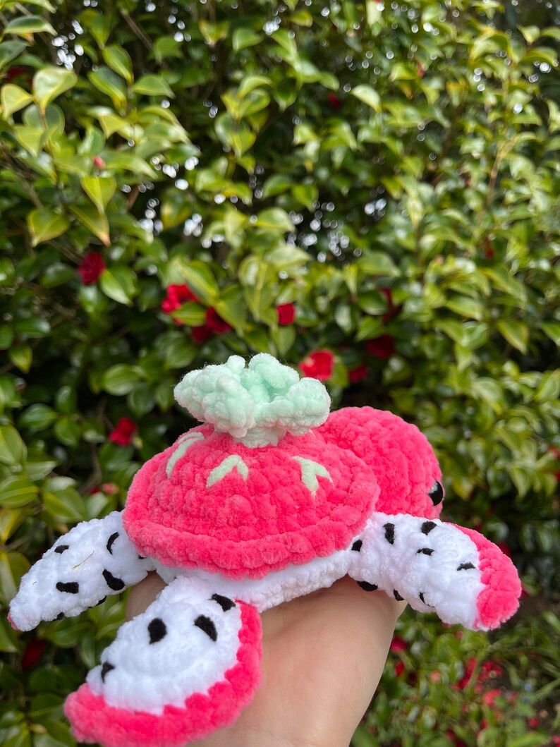 Crochet Strawberry / Dragonfruit Turtle Plush - Etsy