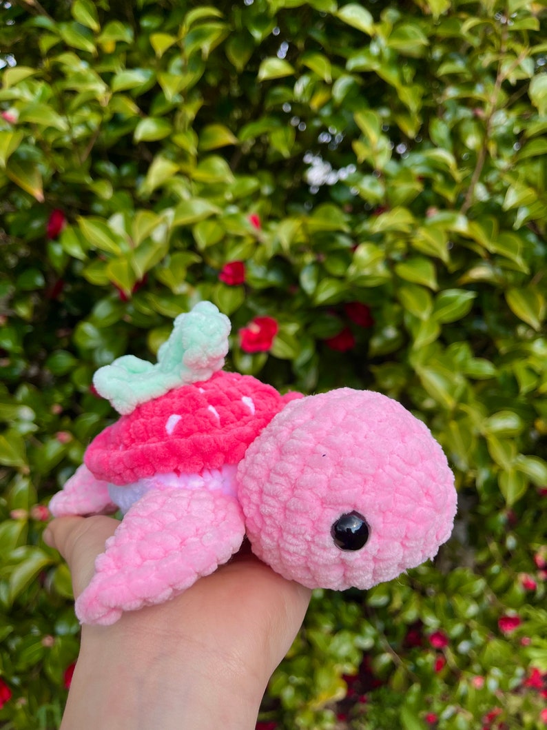 Crochet Strawberry / Dragonfruit Turtle Plush - Etsy