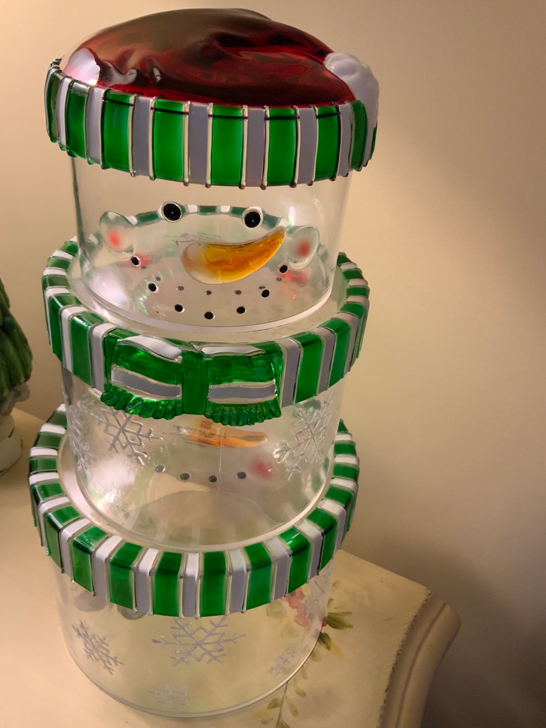 Christmas Plastic Snowman Stacked Containers - Etsy