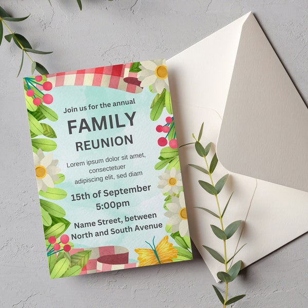 Family Reunion Postcard Invitation Template - Etsy