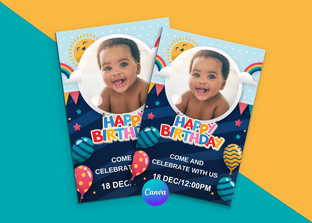Editable Birthday Invitation Canva, Printable Birthday Invitation ...