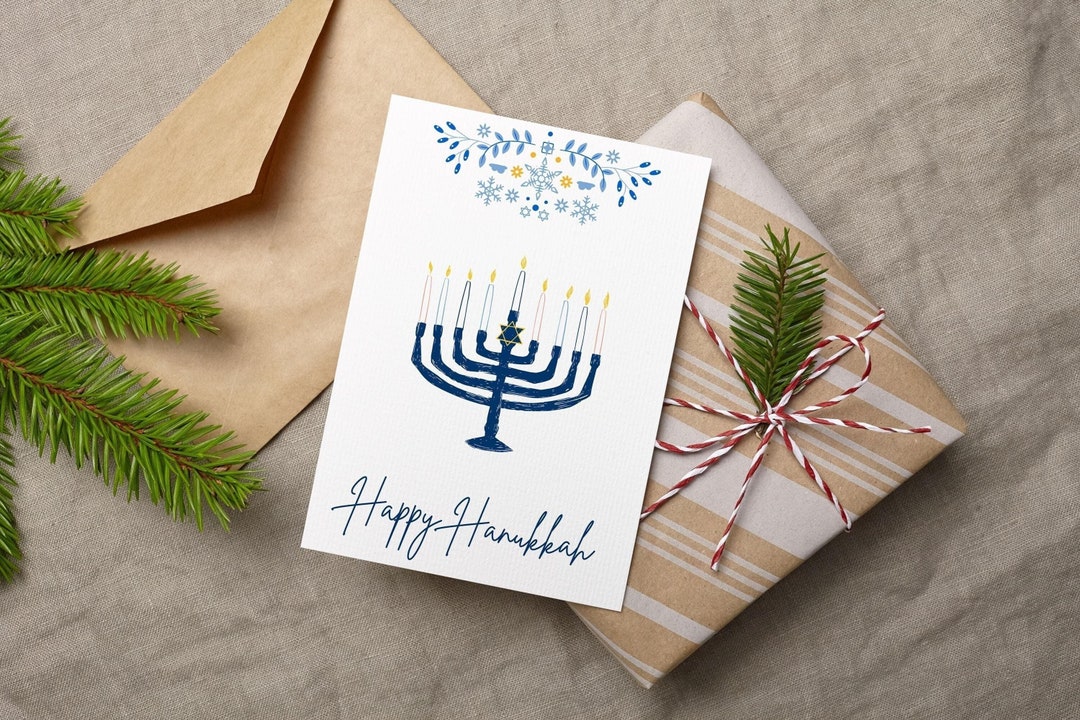 Elegant Editable Hanukkah Card | Customizable Holiday Greeting Card ...