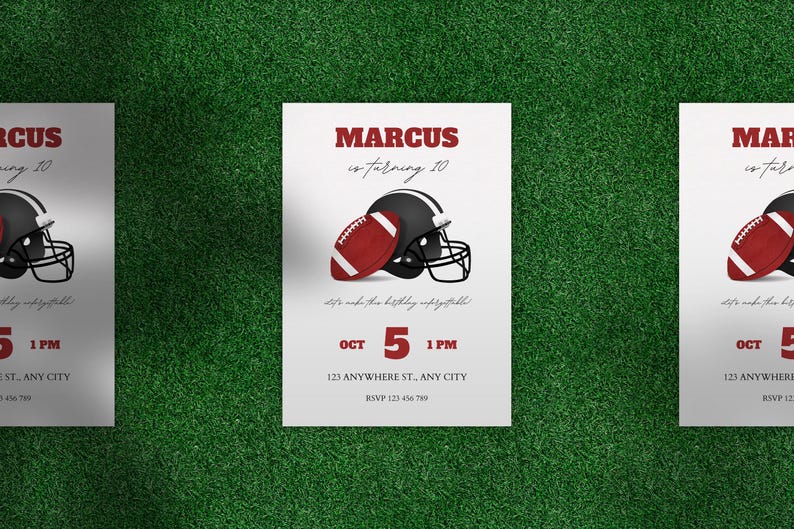 Editable Football Birthday Invitation | NFL Season Party Invite | Canva ...