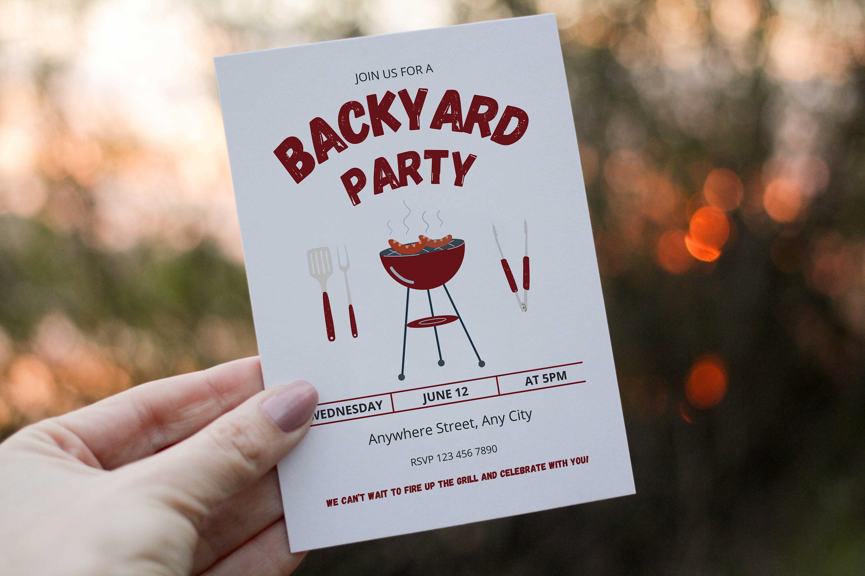 Backyard BBQ Party Invitation Template, Anniversary Party, Garden ...