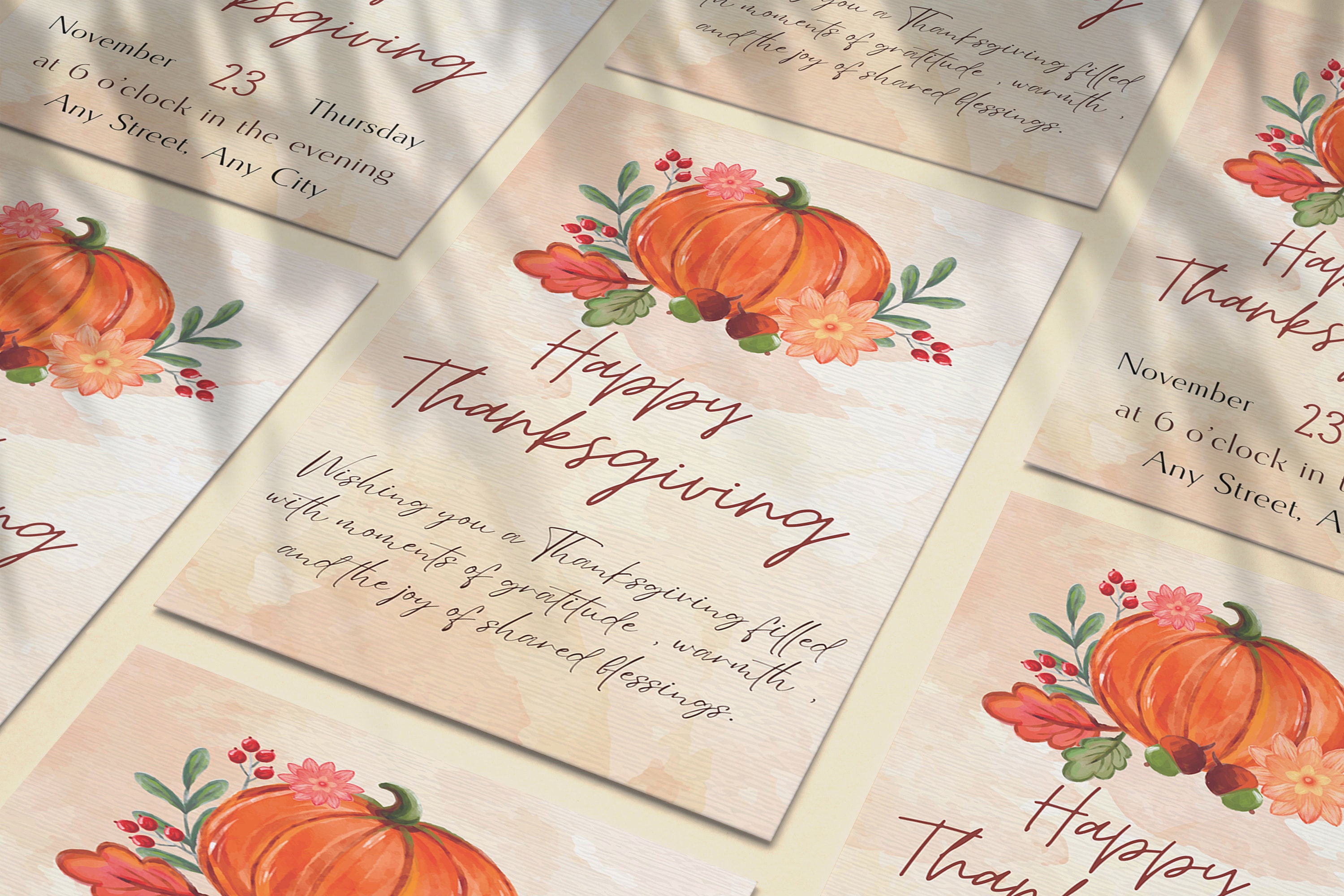Editable Thanksgiving Invitation, Thanksgiving Canva Template ...