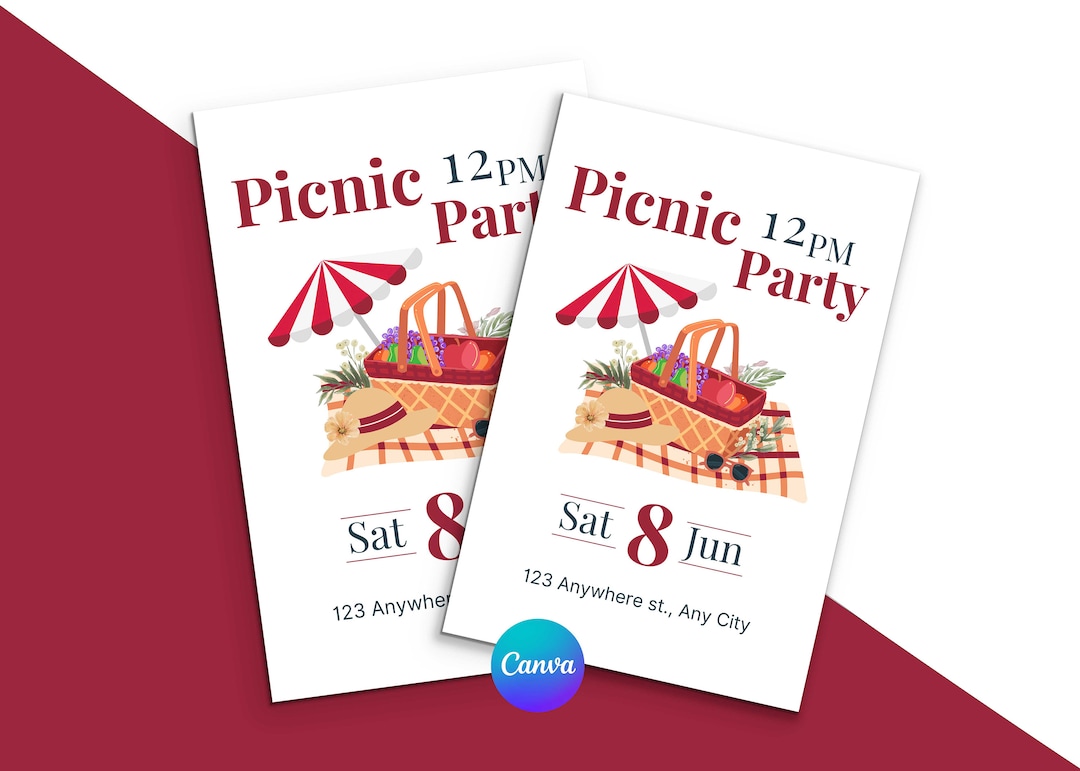 Picnic Invitation, Picnic Family Party, Picnic Invite Digital, Digital ...