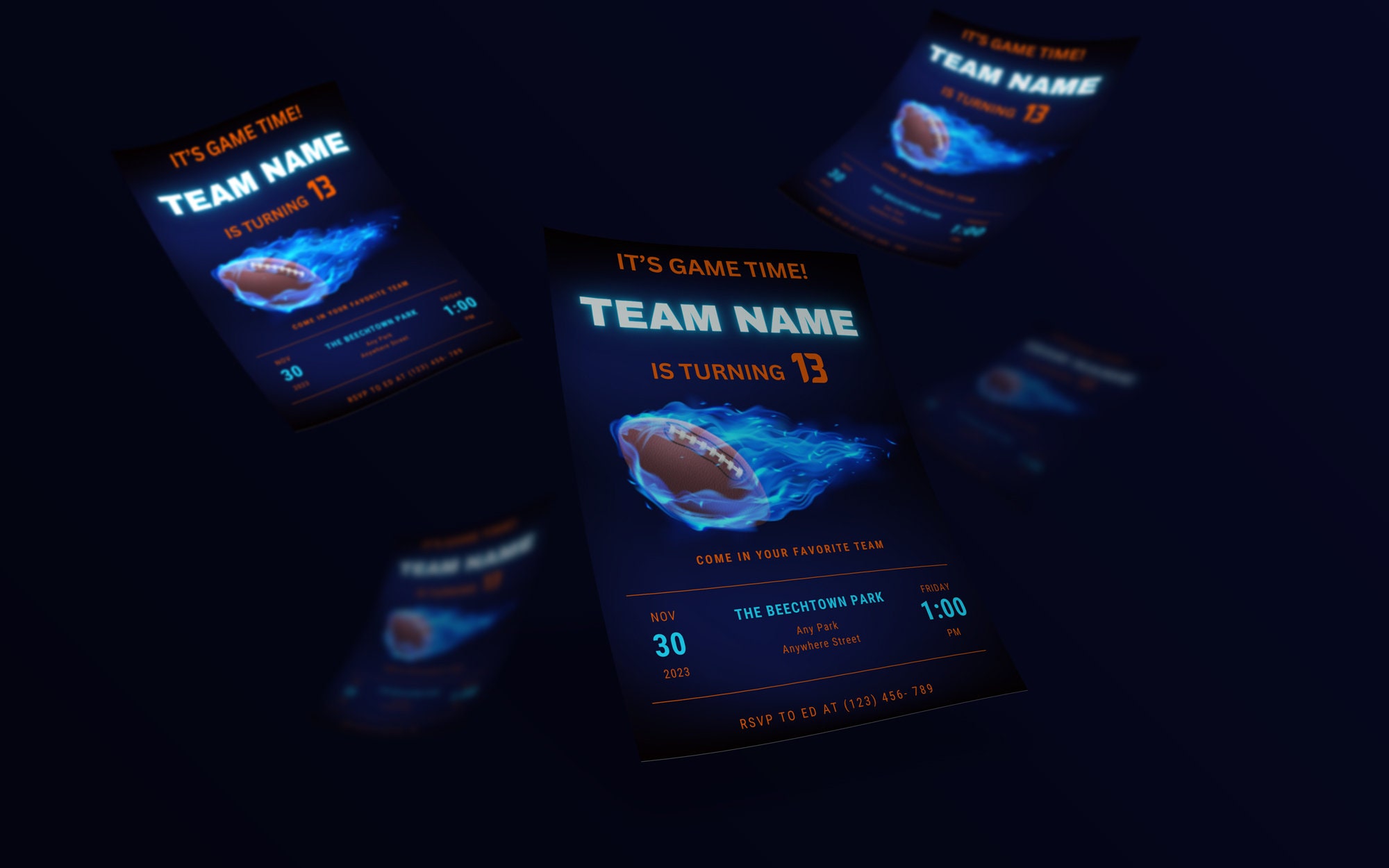 NFL Invitation, Editable NFL Invitation, NFL Invitation Canva, Football ...