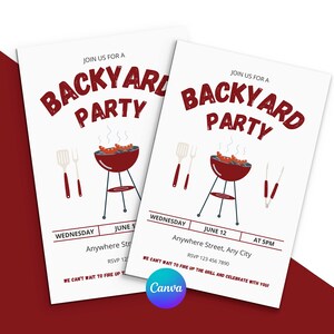 Backyard BBQ Party Invitation Template, Anniversary Party, Garden ...