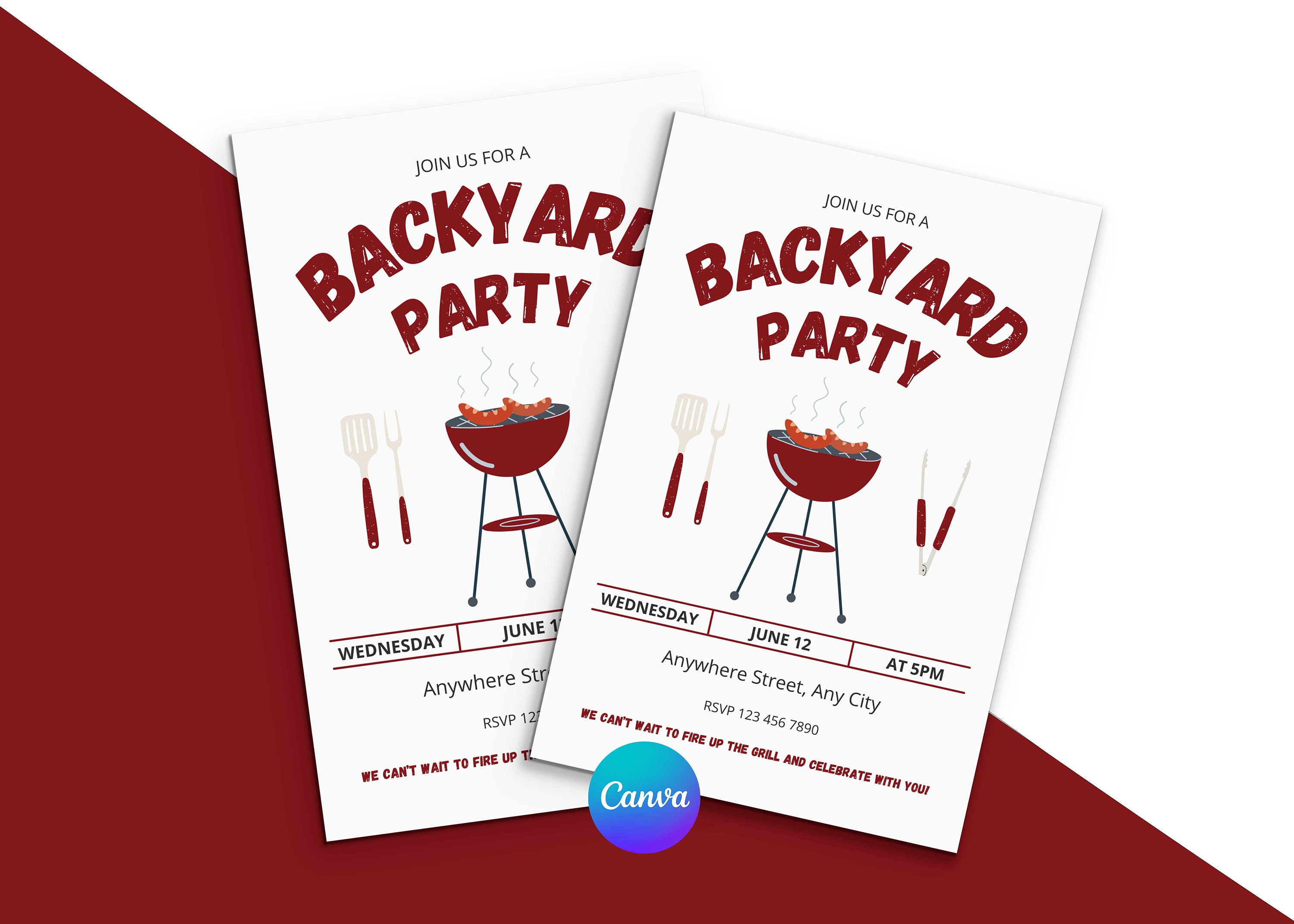 Backyard BBQ Party Invitation Template, Anniversary Party, Garden ...