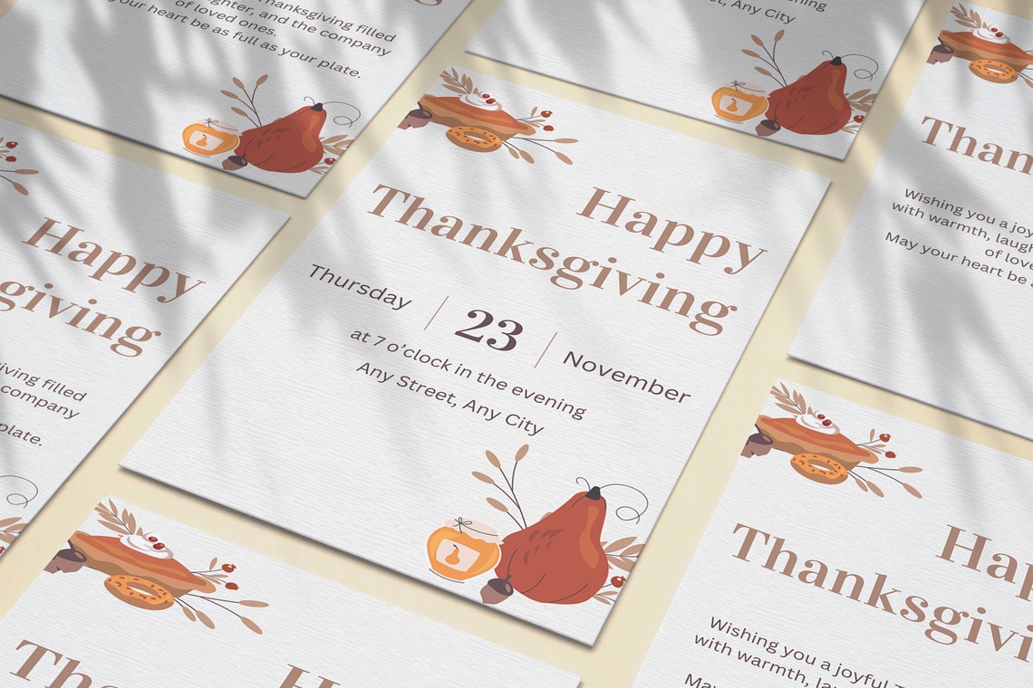 Editable Thanksgiving Invitation Thanksgiving Canva Template - Etsy