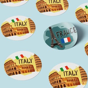 Country Stickers Digital Pack | Printable Sticky Notes | Travel-themed ...