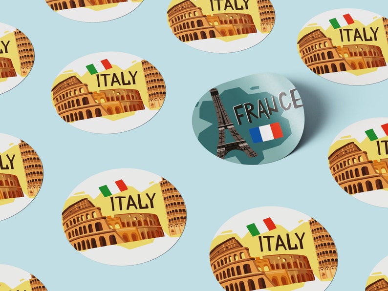 Country Stickers Digital Pack | Printable Sticky Notes | Travel-themed ...