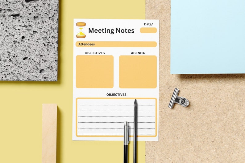 Meeting Minutes Template | Printable Agenda | Meeting Organization ...