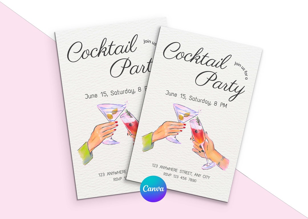 Cocktail Party Invitation, Cocktail Party Invite, Birthday Invitation ...
