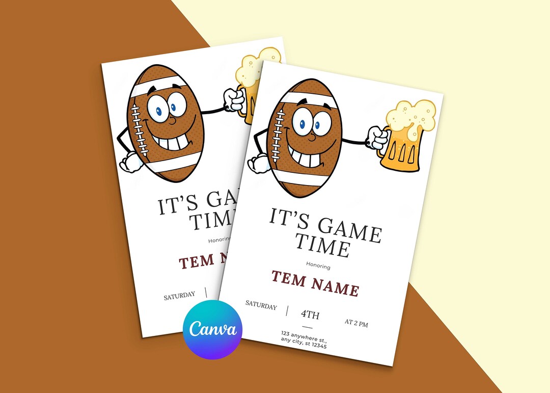 Editable NFL Invitation, Printable NFL Invitation, NFL Invitation Canva ...