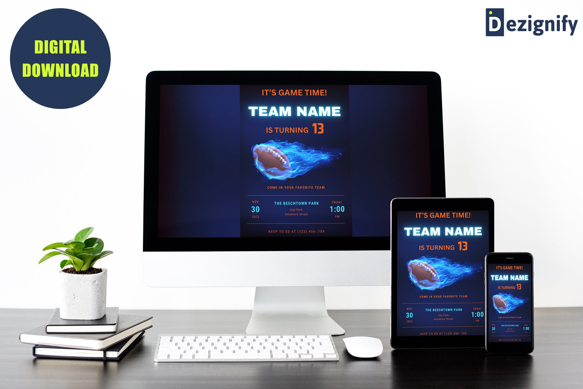 NFL Invitation Editable NFL Invitation NFL Invitation Canva - Etsy