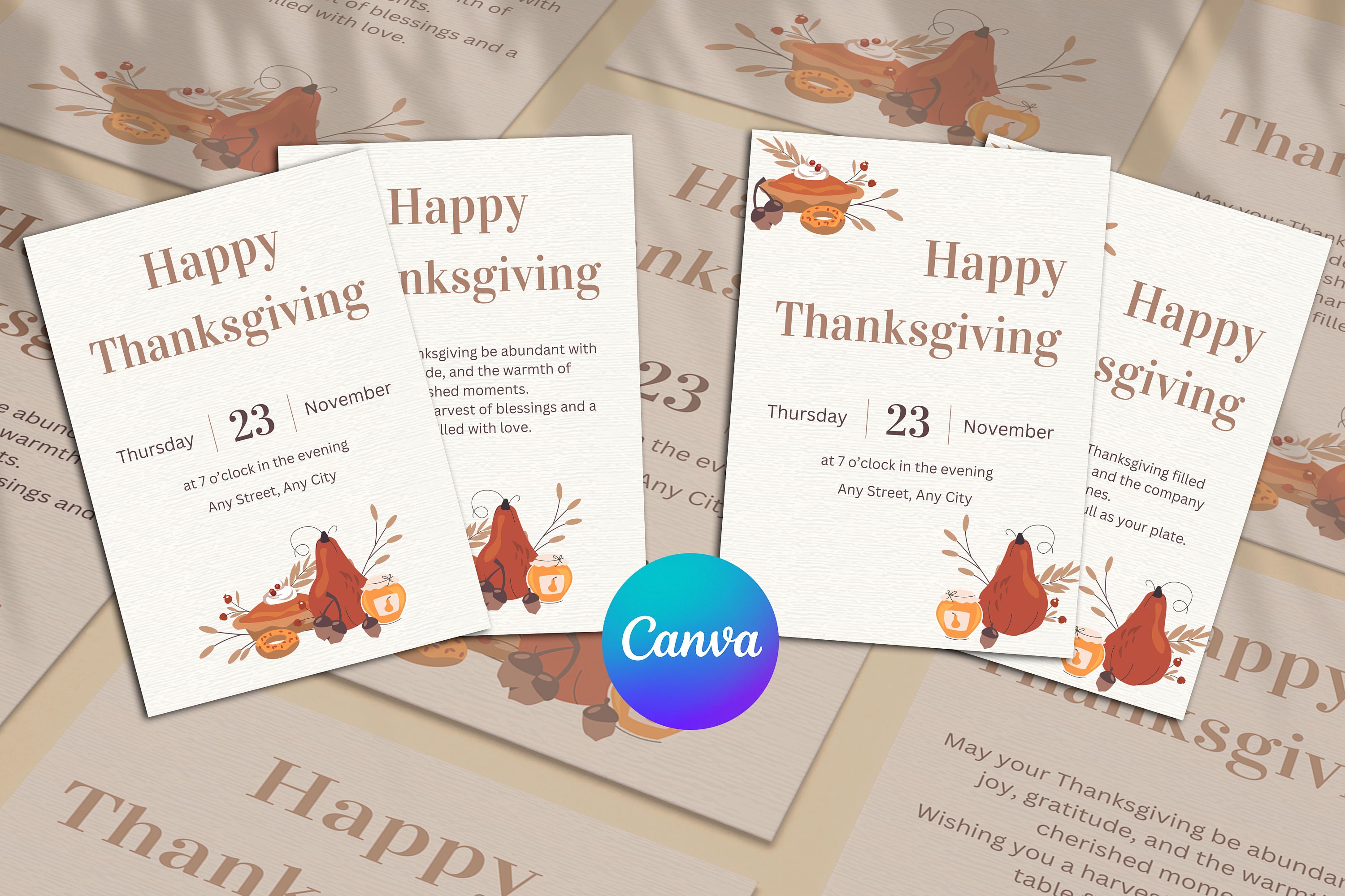 Editable Thanksgiving Invitation Thanksgiving Canva Template - Etsy