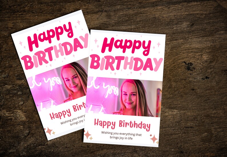 Editable Birthday Card, Printable Birthday Card, Canva B-day Card, Girl ...
