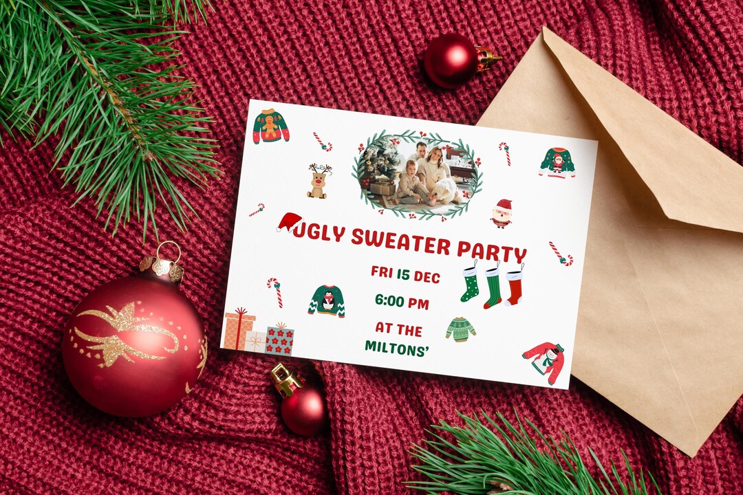 Editable Ugly Sweater Party Invitation | Christmas Party Invite ...