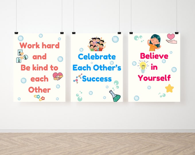Set of 5 Classroom Posters | Inspirational Wall Art for Classroom or a ...