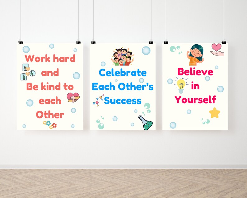 Set of 5 Classroom Posters | Inspirational Wall Art for Classroom or a ...