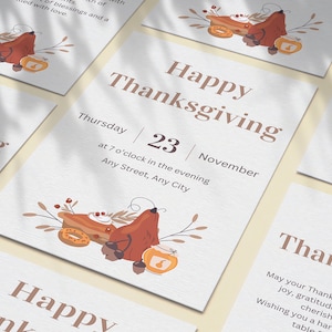 Editable Thanksgiving Invitation Thanksgiving Canva Template - Etsy