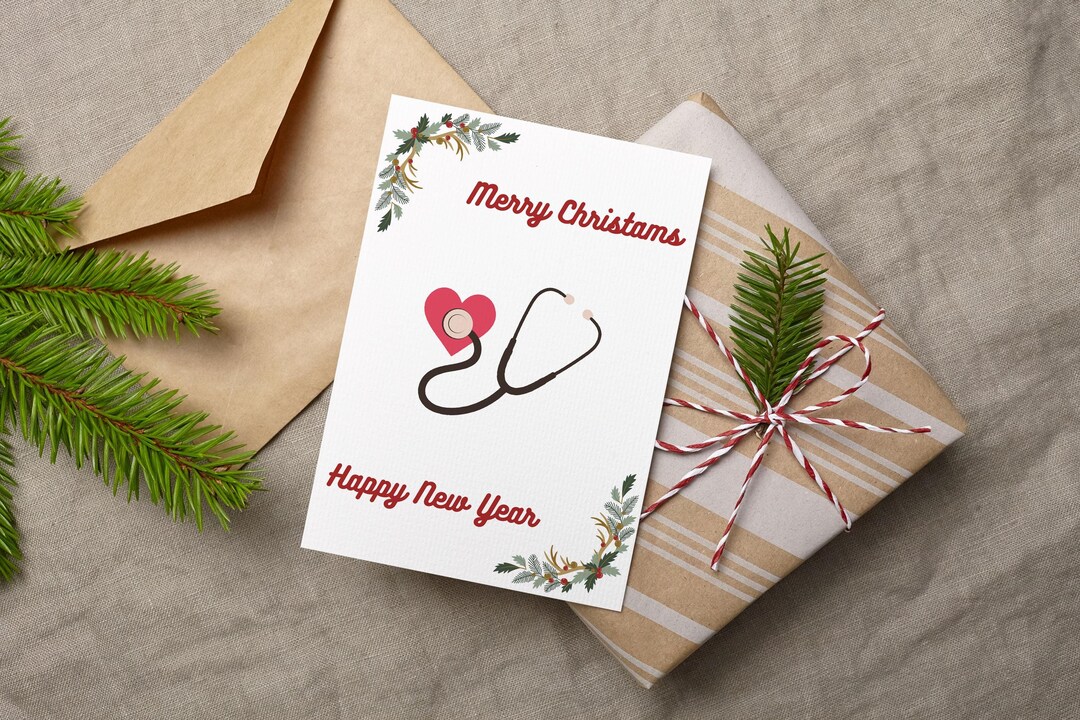 Editable Healthcare Workers Christmas Card | Customizable Holiday Card ...