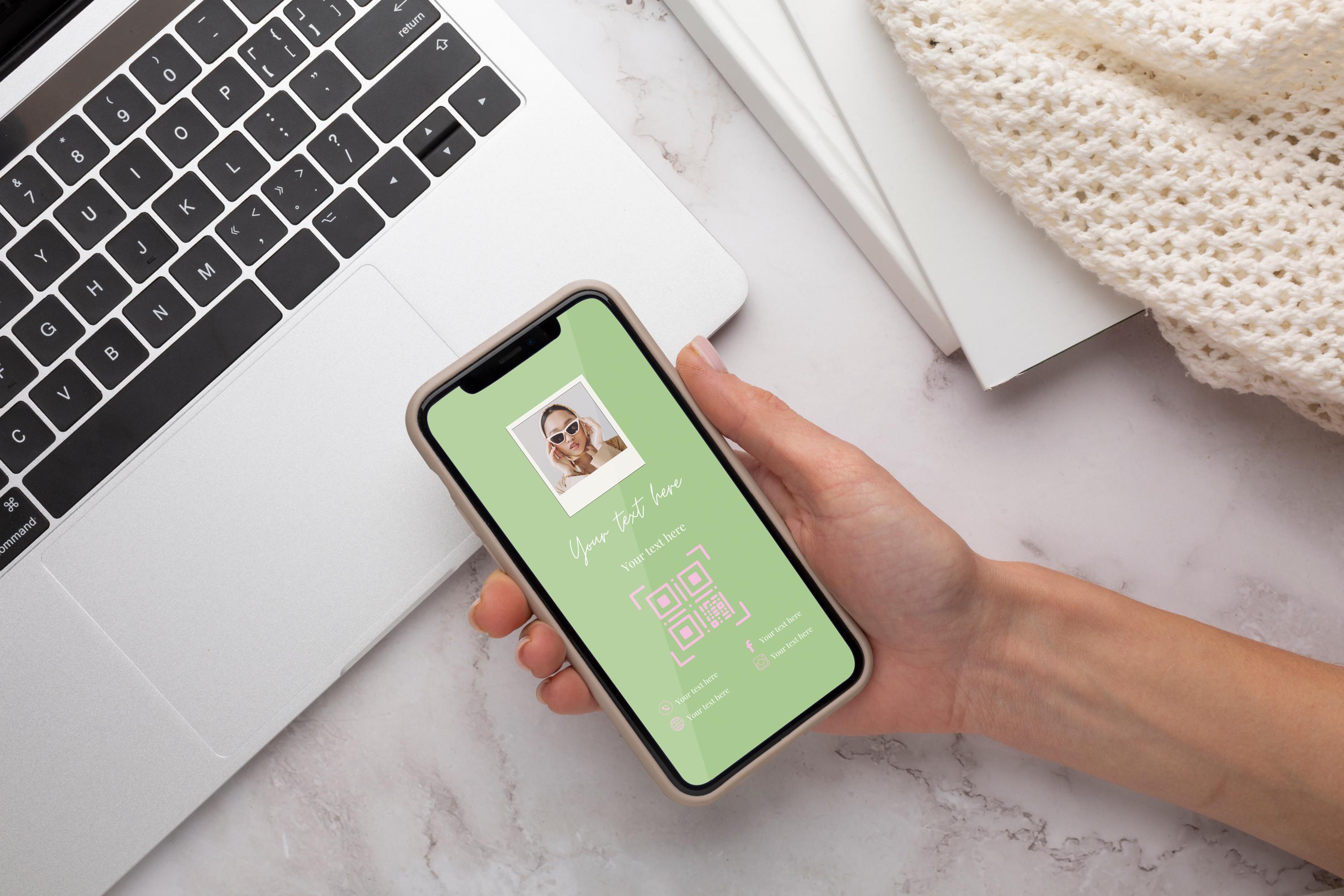 Instagram Business Card With QR Code, Editable Digital Business Card ...