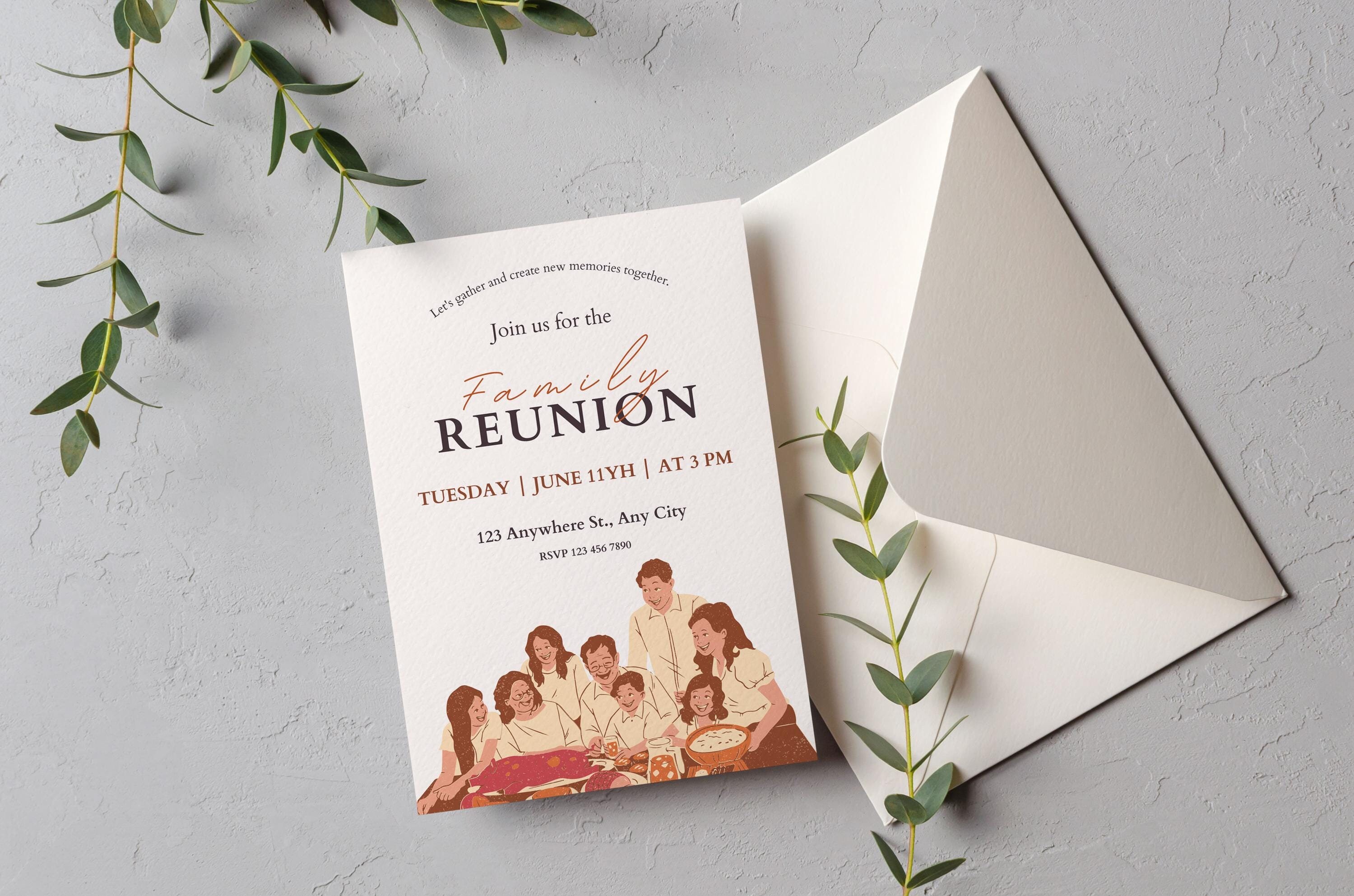 Family Reunion Invitation Template, Reunion Party Invitation, Editable ...