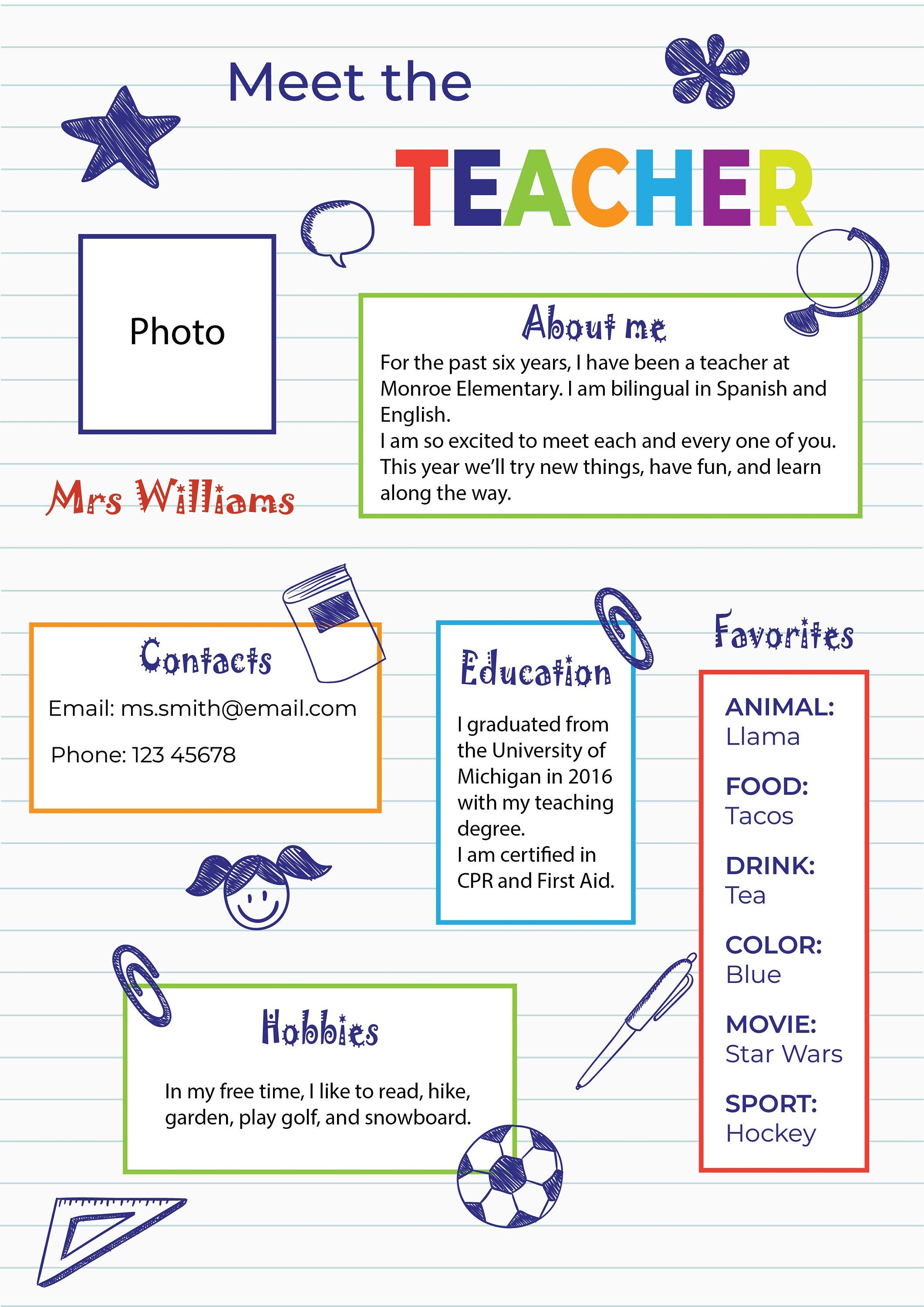 Meet the Teacher Editable Template, Teacher Printable, Teacher Resource ...