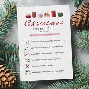Editable Christmas Gift Exchange Game | Printable Holiday Fun | White ...