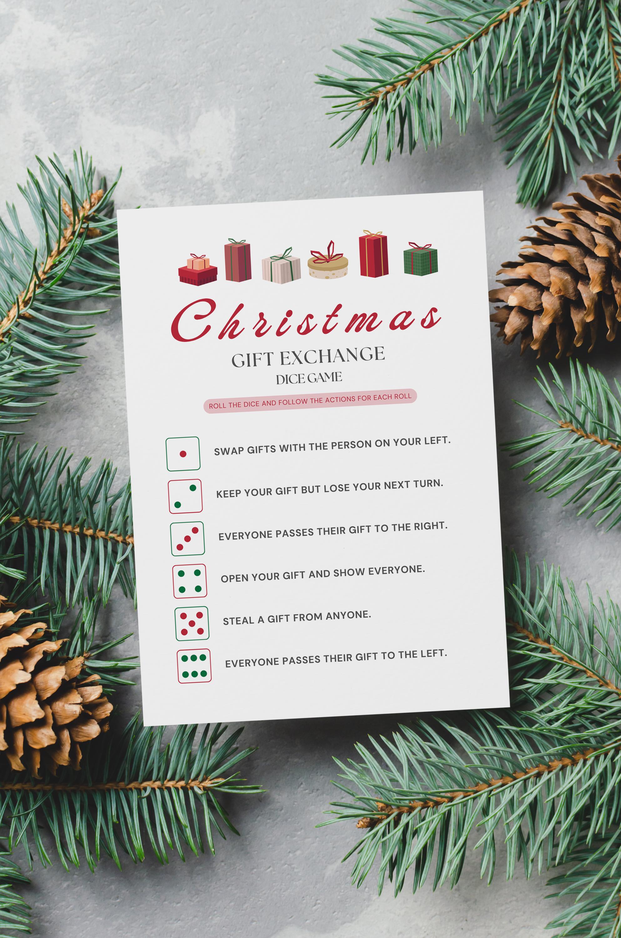 Editable Christmas Gift Exchange Game | Printable Holiday Fun | White ...