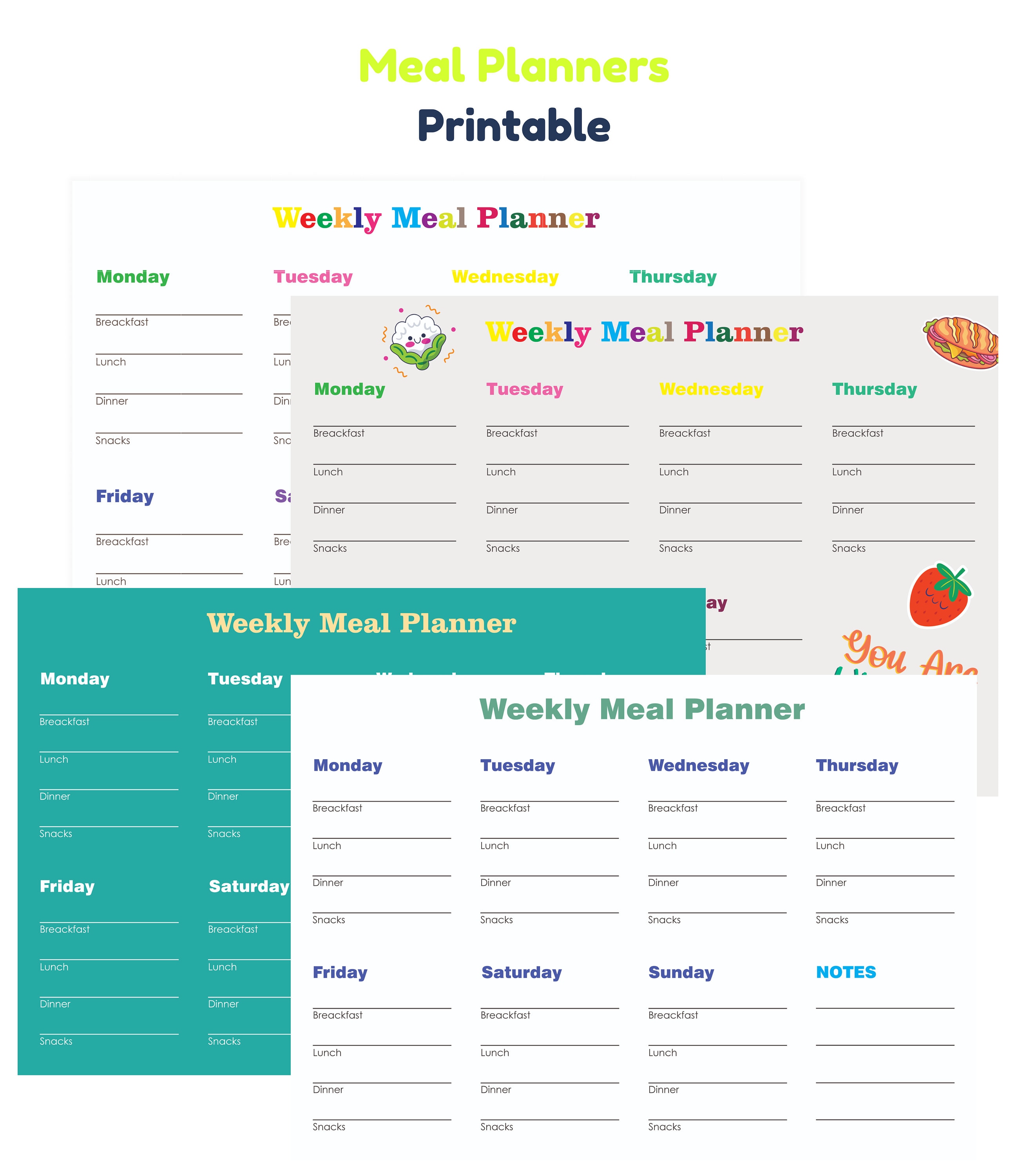 Printable Weekly Meal Planner Meal Planning Worksheet Organized Meal ...