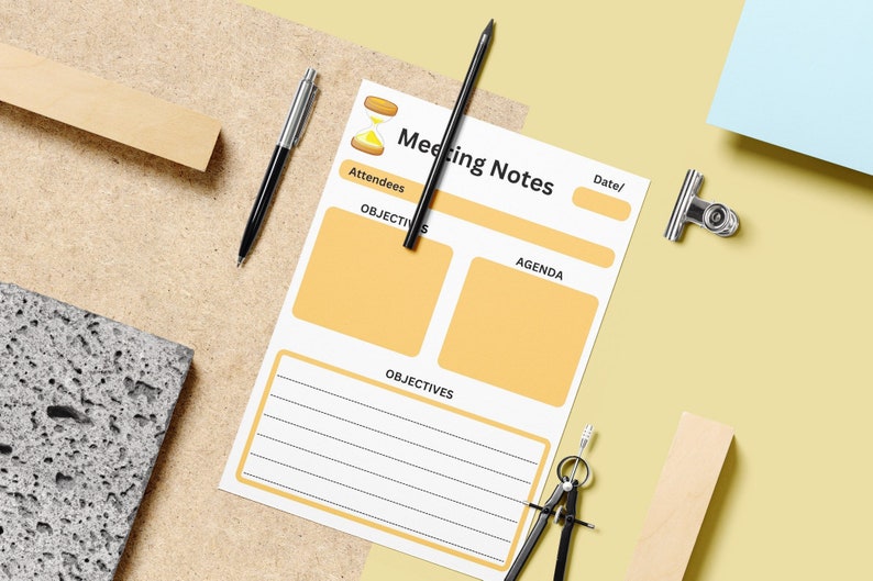 Meeting Minutes Template | Printable Agenda | Meeting Organization ...