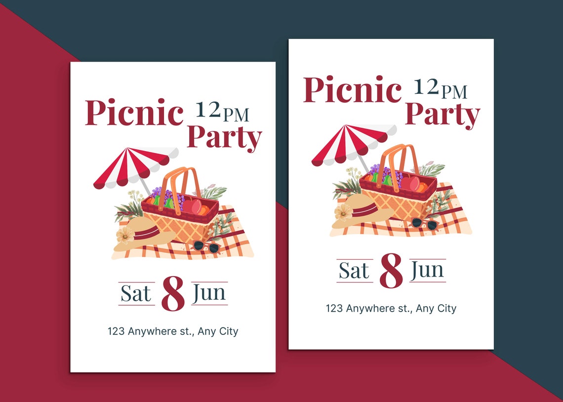 Picnic Invitation, Picnic Family Party, Picnic Invite Digital, Digital ...