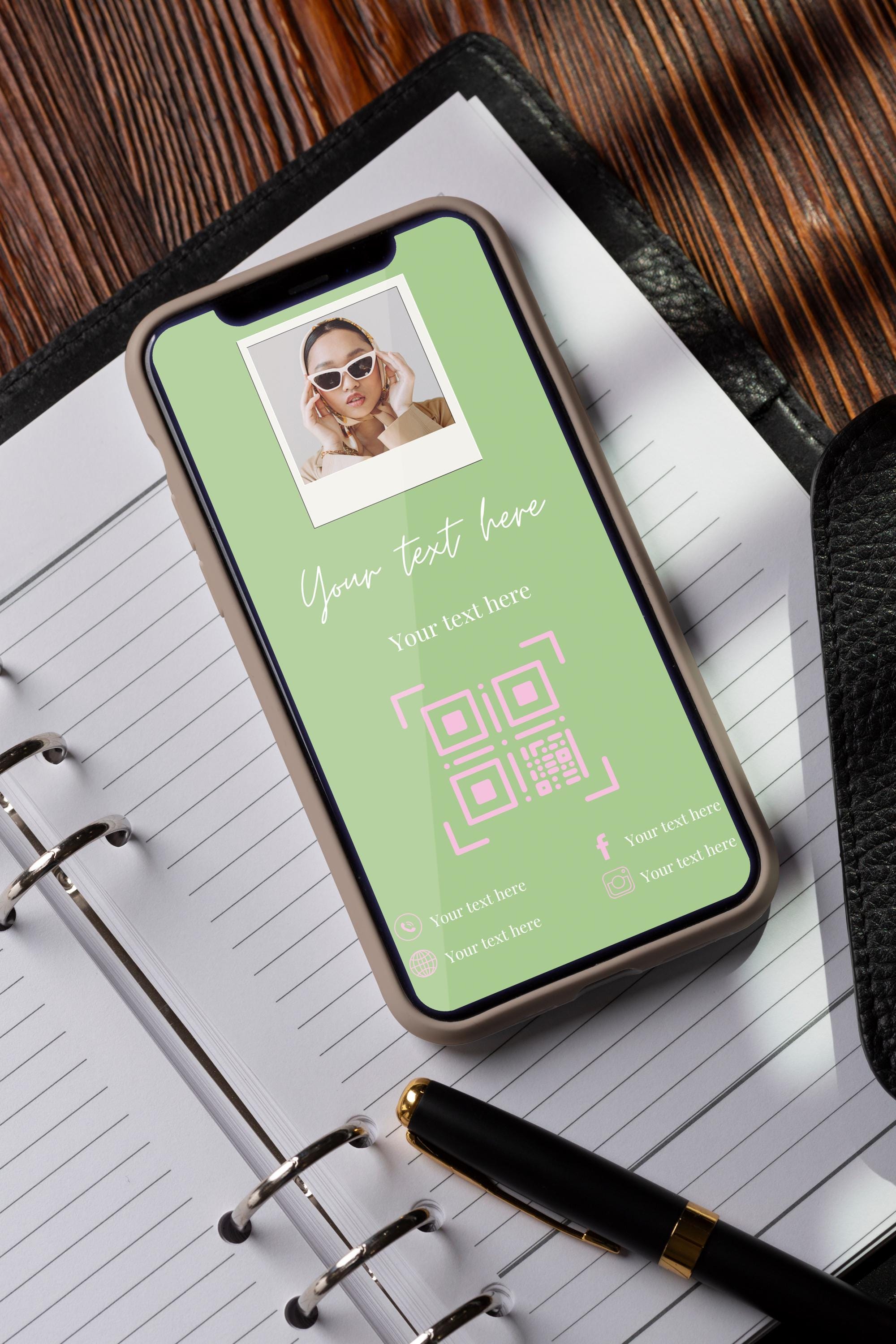 Instagram Business Card With QR Code, Editable Digital Business Card ...