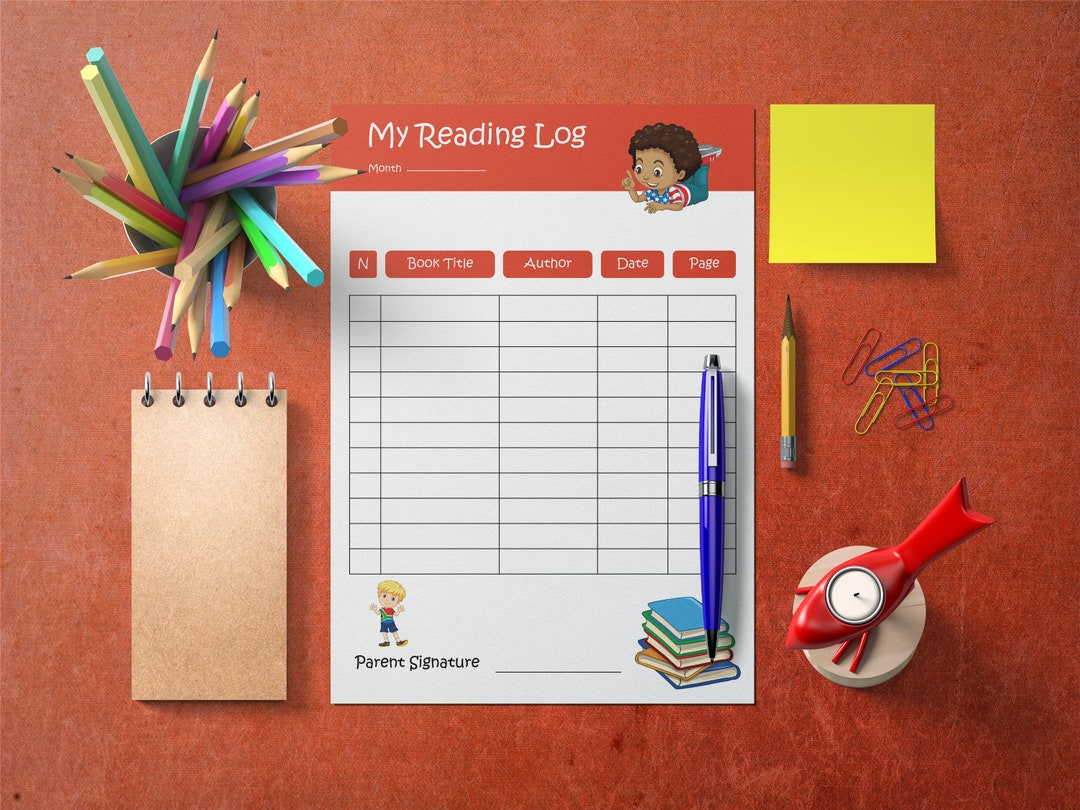 Printable Kids Reading Log Bookmark | Digital Reading Progress Sheet ...