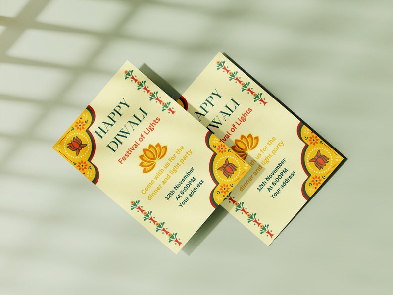 Editable Diwali Invitation Canva, Digital & Printable Invitation ...