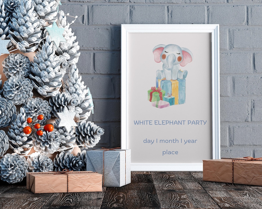 Editable White Elephant Holiday Party Invitation & Game Poster Fun ...