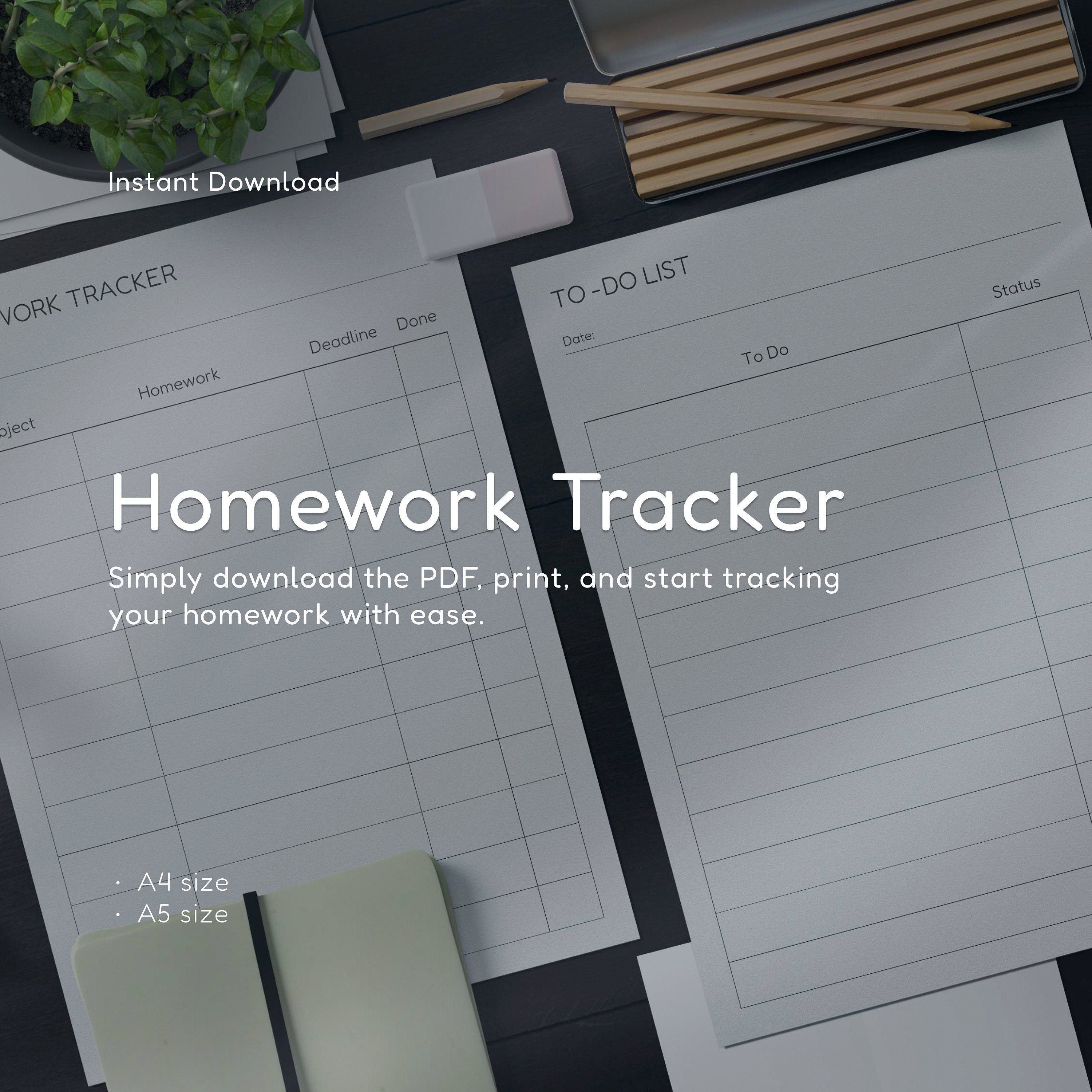 Printable Homework Tracker | Simple Assignment Log | Daily & Weekly ...