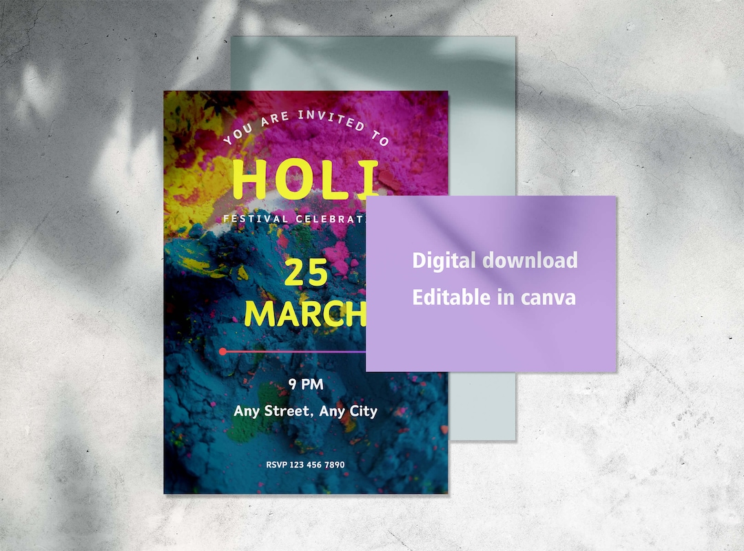 Happy Holi, Holi Invitation Card, Happy Holi Invite, Holi Party Invite ...