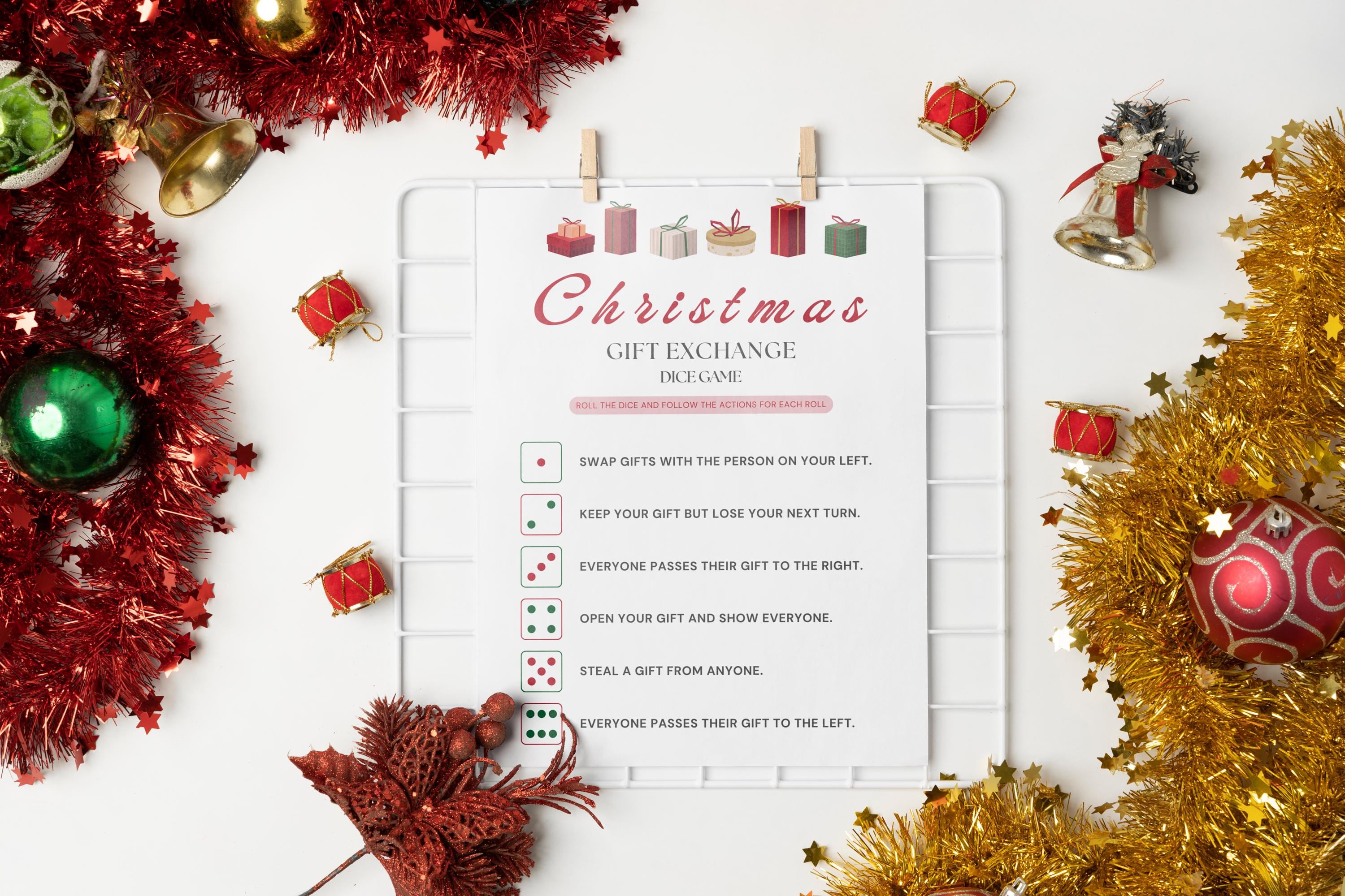 Editable Christmas Gift Exchange Game | Printable Holiday Fun | White ...